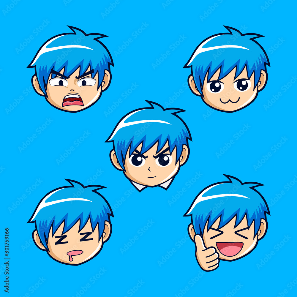 Anime Boy Expression Sticker Set Stock Vector Adobe Stock Anime Boy Expression Sticker Set Stock Vector Adobe Stock