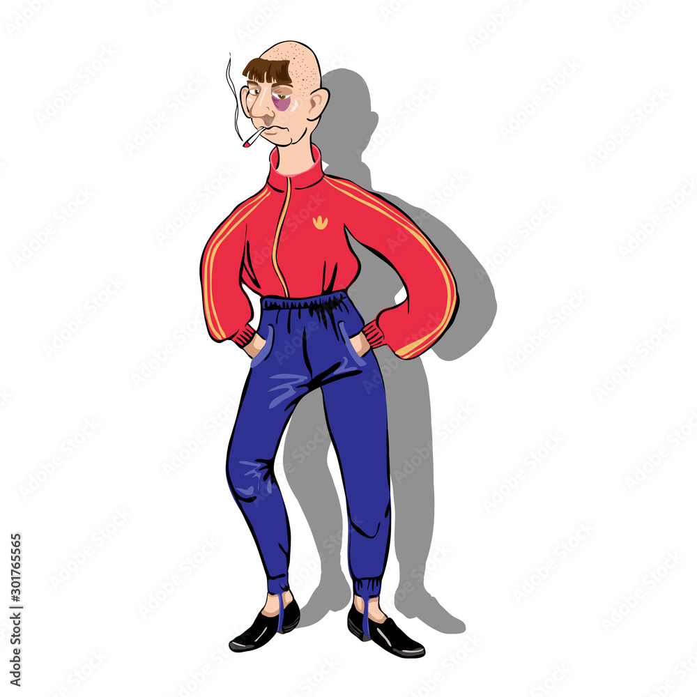 Gopnik russian hooligan man pop art retro vector illustration. Isolated ...