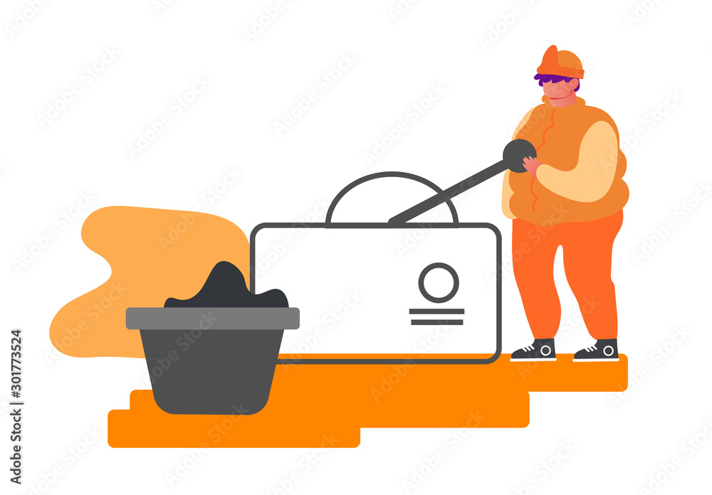 Metallurgy Worker in Working Uniform Pushing Lever Arm at Conveyor Belt ...