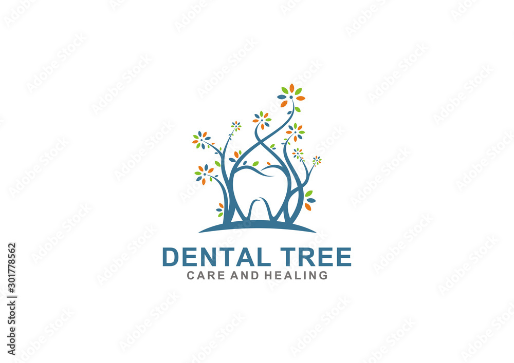 Logo design of a combination of natural trees and teeth Stock Vector ...