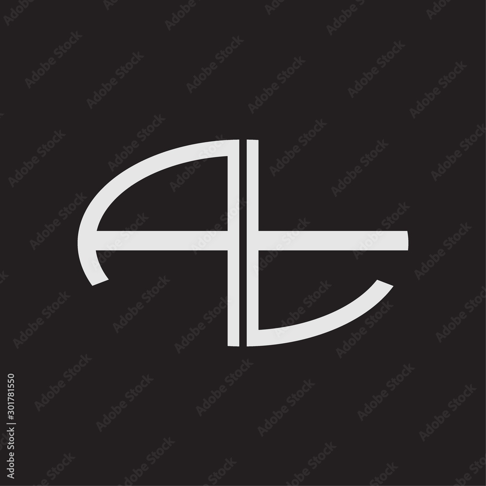 AT Logo letter oval monogram black and white colors Stock Vector ...