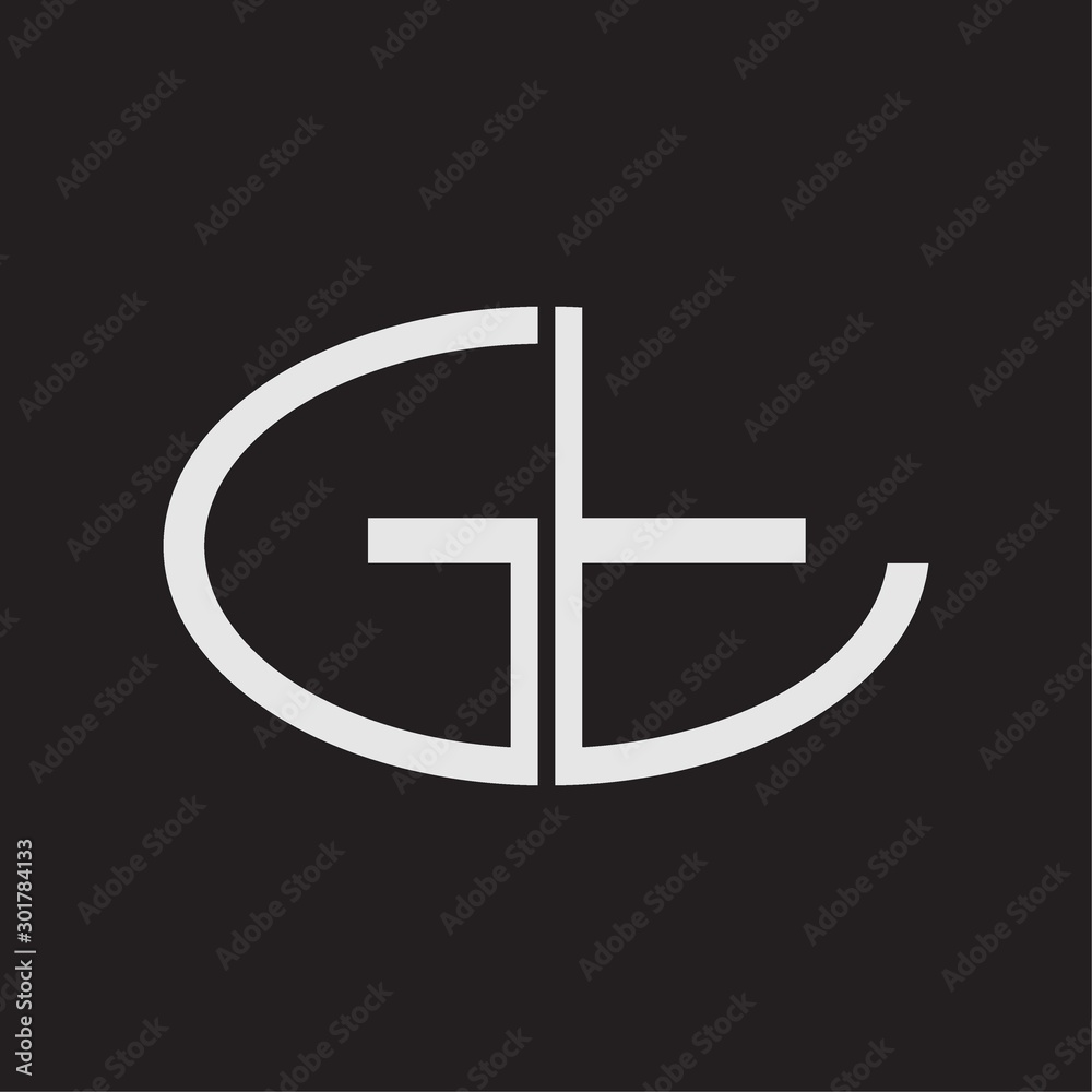 GT Logo letter oval monogram black and white colors Stock Vector ...