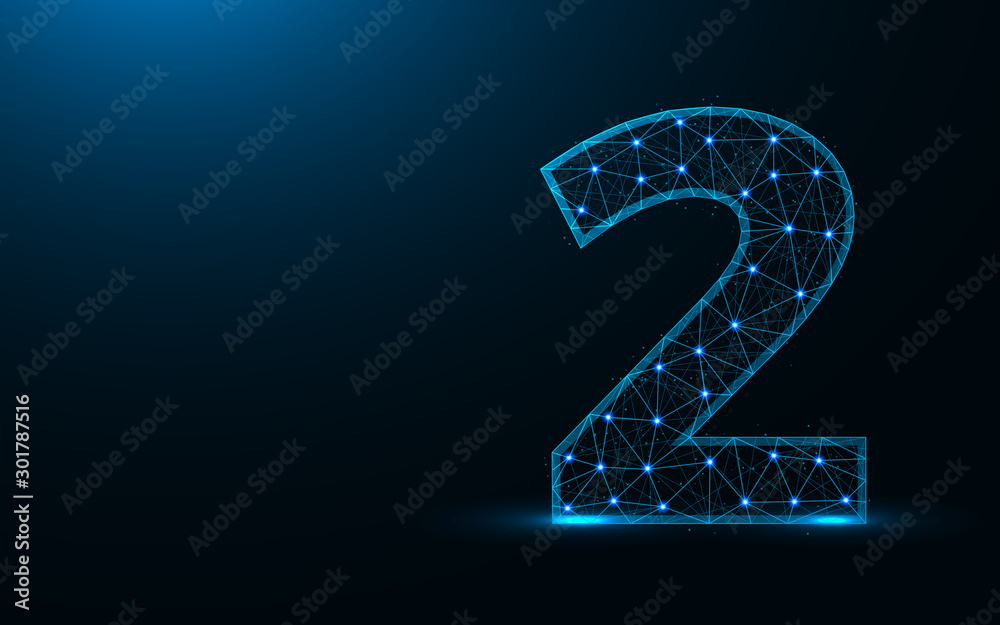 Number 2 low poly design, mathematics abstract geometric image, two ...