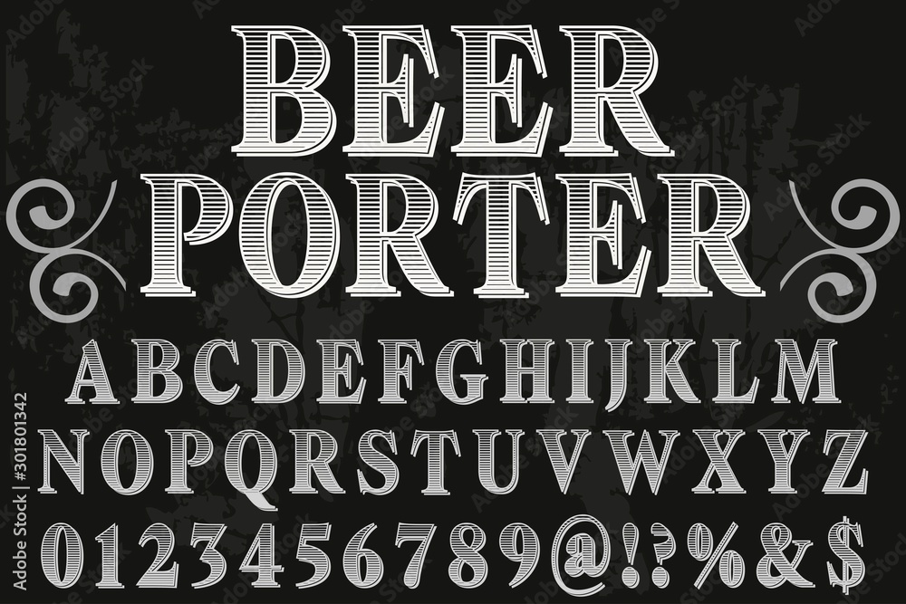 Grunge font typeface vector named vintage beer porter Vector ...