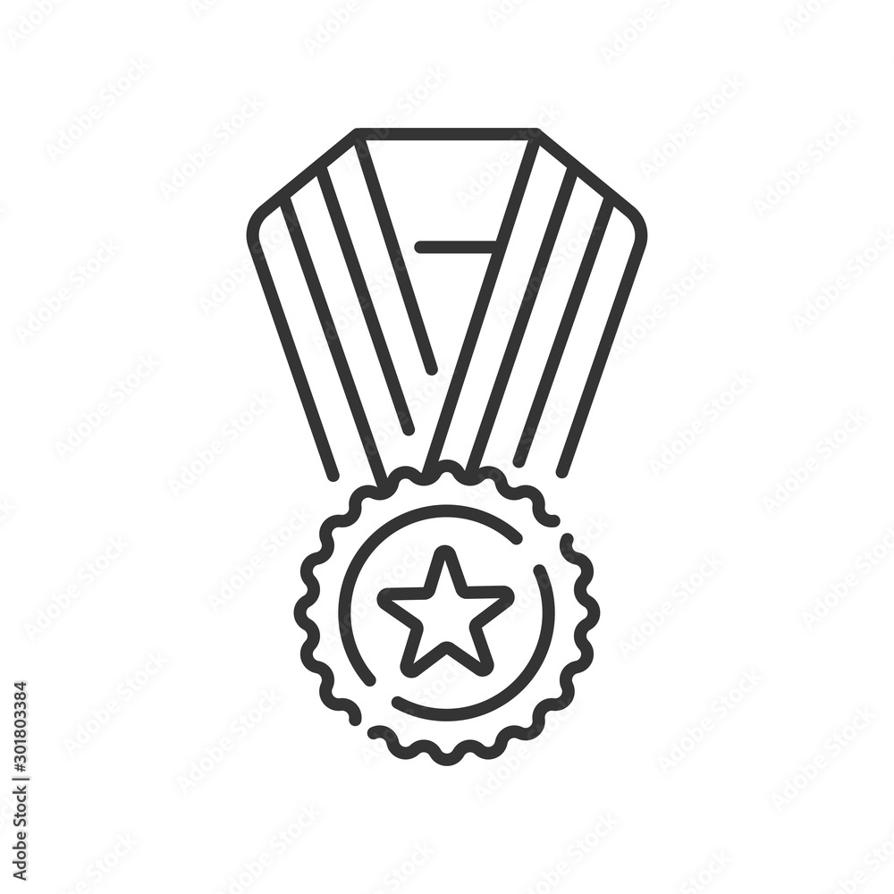 Victory medal color line icon. Championship prize. Sign for web page ...