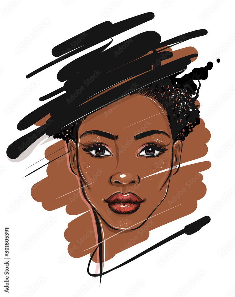 Black African American Woman Portrait Sketch Stock Vector Adobe Stock
