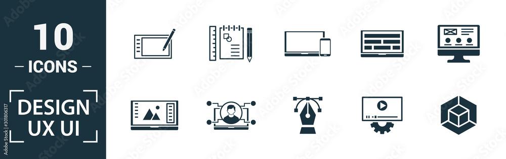 Ui icon set. Include creative elements search, done, thumb up, zoom out ...