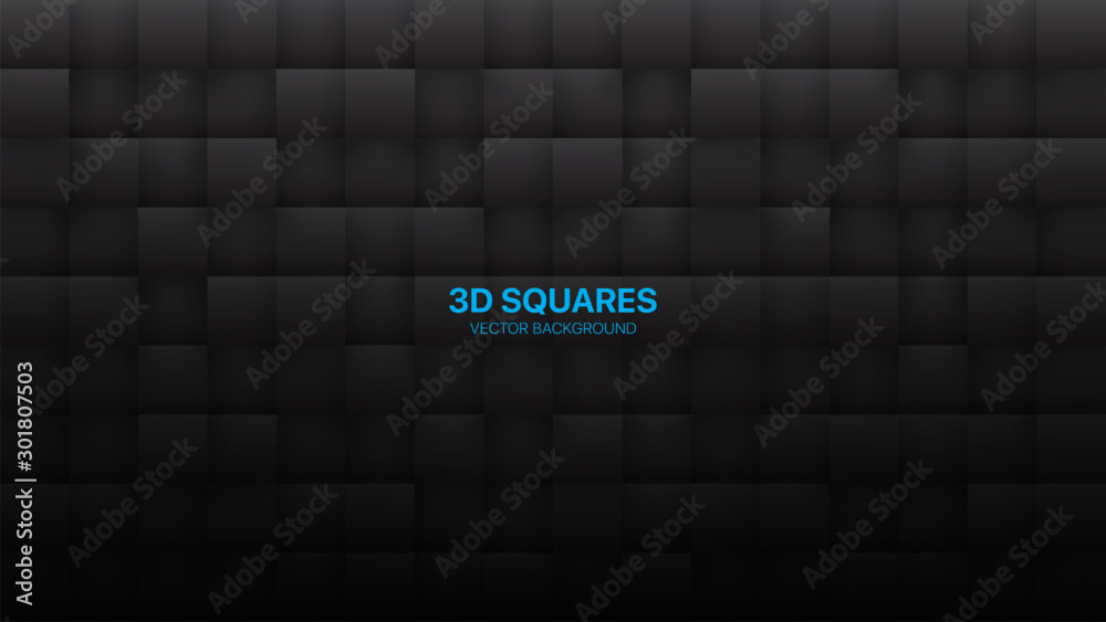 Dark Gray 3D Vector Squares Grid Pattern Abstract Background. Science ...
