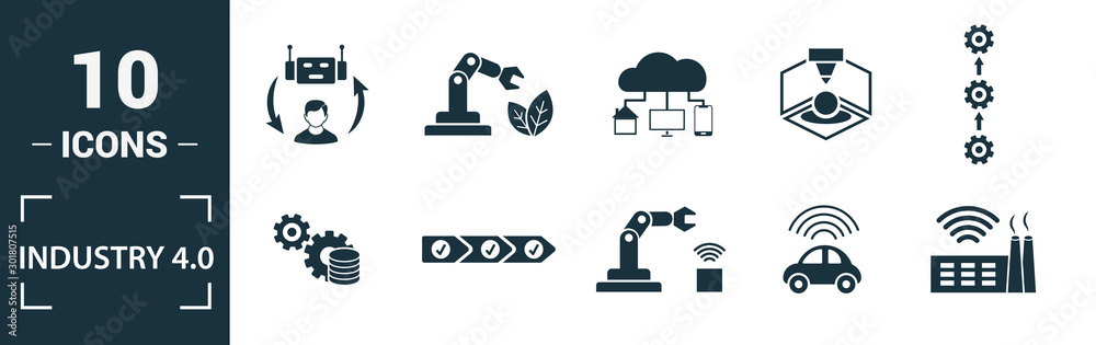 Industry 4.0 icon set. Include creative elements automation, data ...
