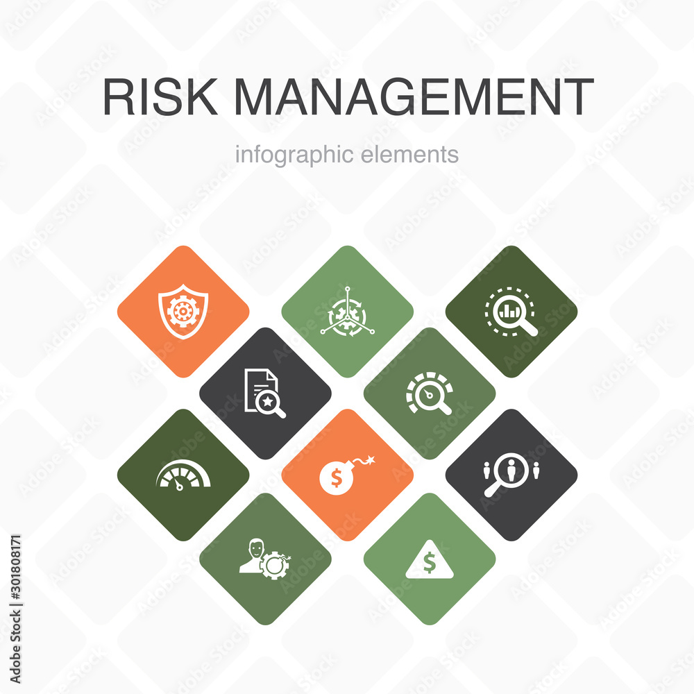 Vetor de risk management Infographic 10 option color design. control ...