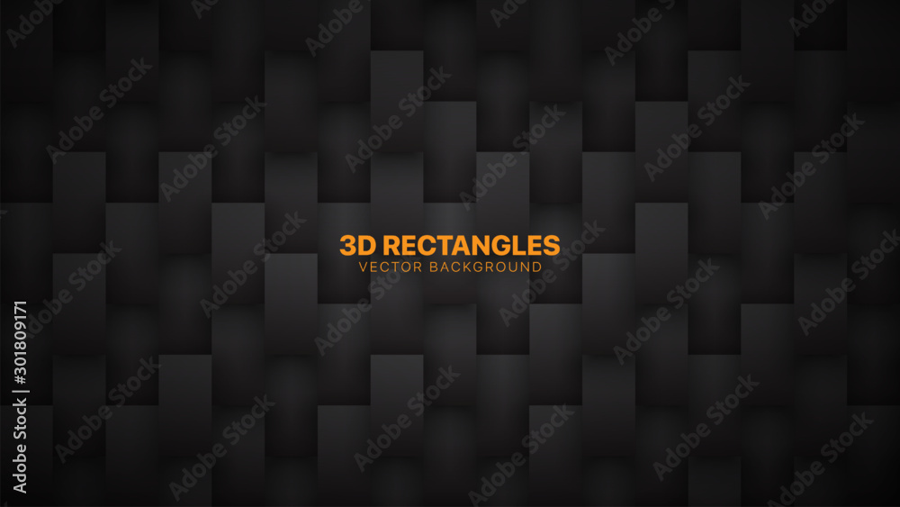 3D Vector Rectangle Particles Technological Dark Abstract Background ...
