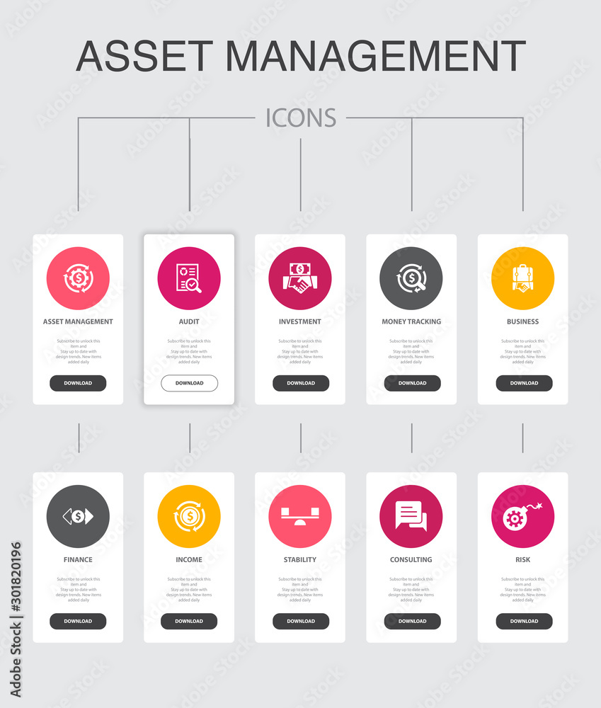 asset management Infographic 10 steps UI design.audit, investment ...