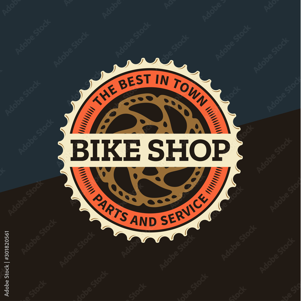 Vector bike shop, bicycle part and service logo Stock Vector | Adobe Stock