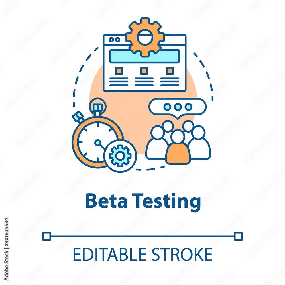 Vecteur Stock Beta testing concept icon. Software development stage ...