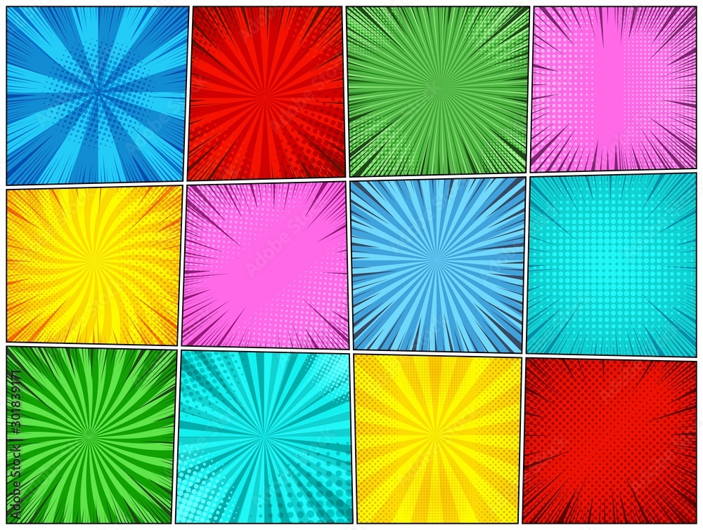 Comic colorful backgrounds composition Stock Vector | Adobe Stock