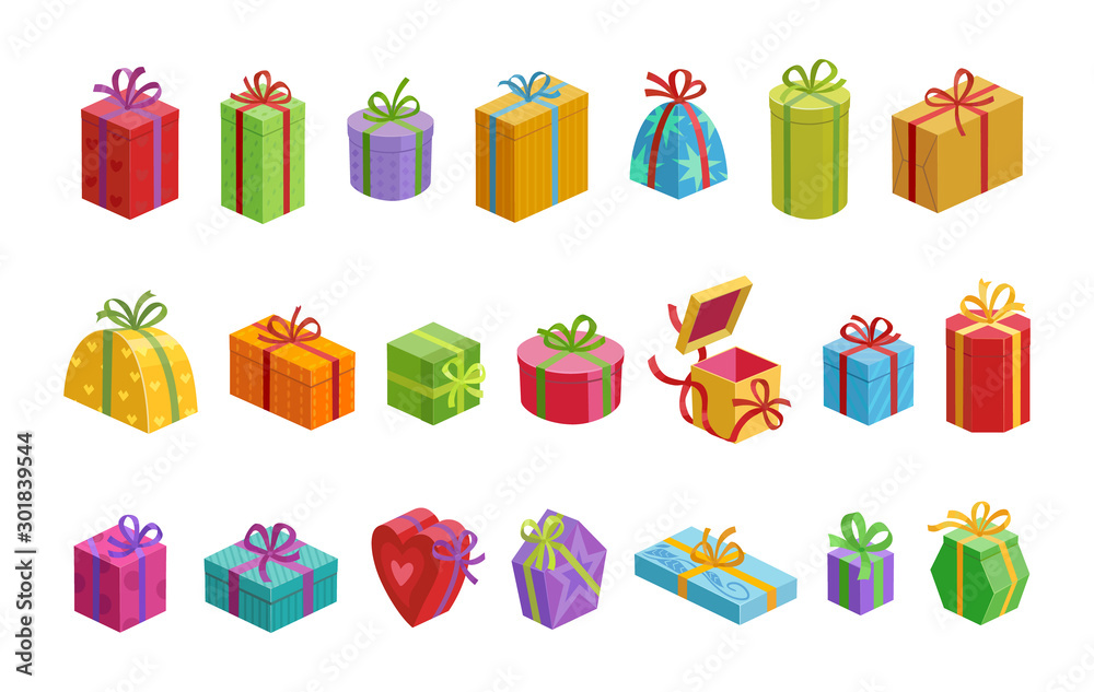 Gift box cartoon vector illustration on white background .Giftbox with ...