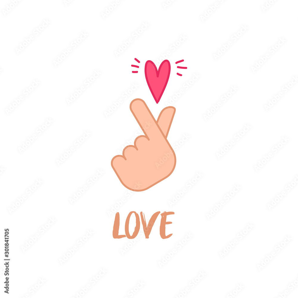Korea finger heart vector illustration. Korean love sign icon. Stock ...