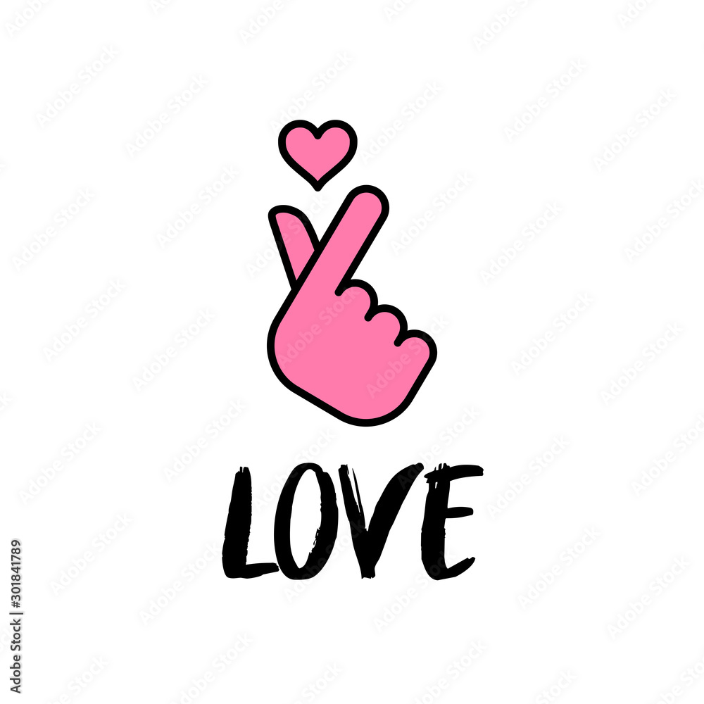 Korea finger heart vector illustration. Korean love sign icon. Stock ...