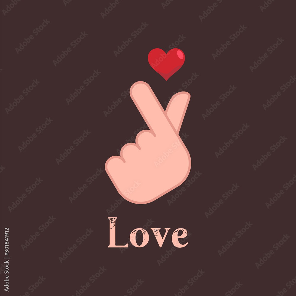 Korea finger heart vector illustration. Korean love sign icon. Stock ...
