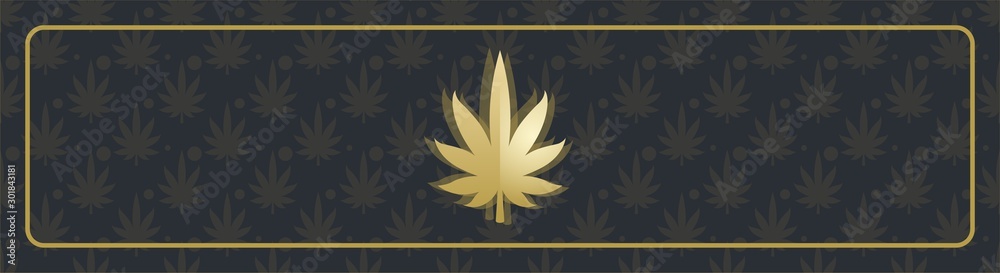 Abstract black banner with marijuana leaf Stock Vector | Adobe Stock