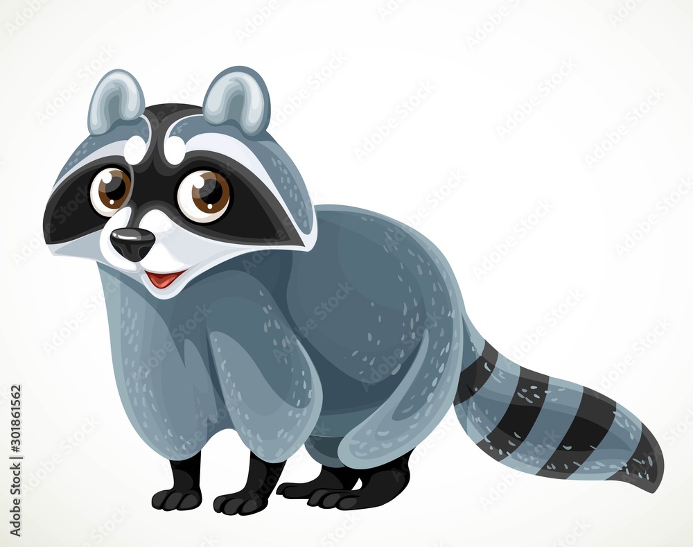 Cute cartoon racoon isolated on a white background Stock Vector | Adobe ...