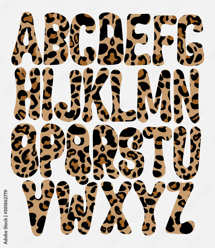 Vector hand drawn leopard font . Creative type for card, poster, banner ...