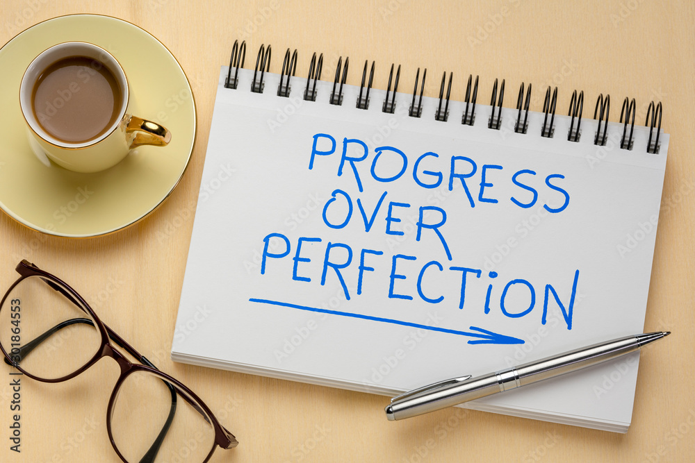 progress over perfection inspirational handwriting Stock Photo | Adobe ...