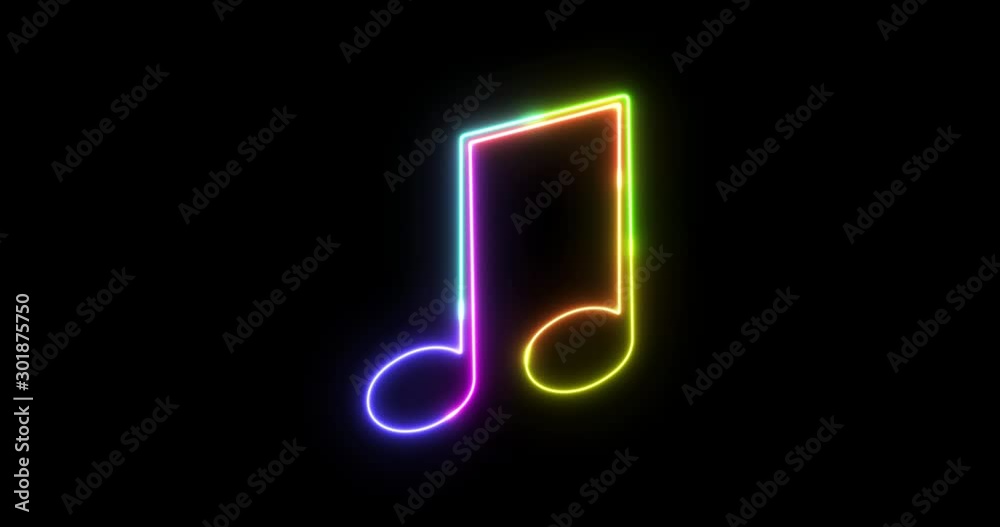 Musical note symbol - outline neon glowing in 7 rainbow colors Stock ...