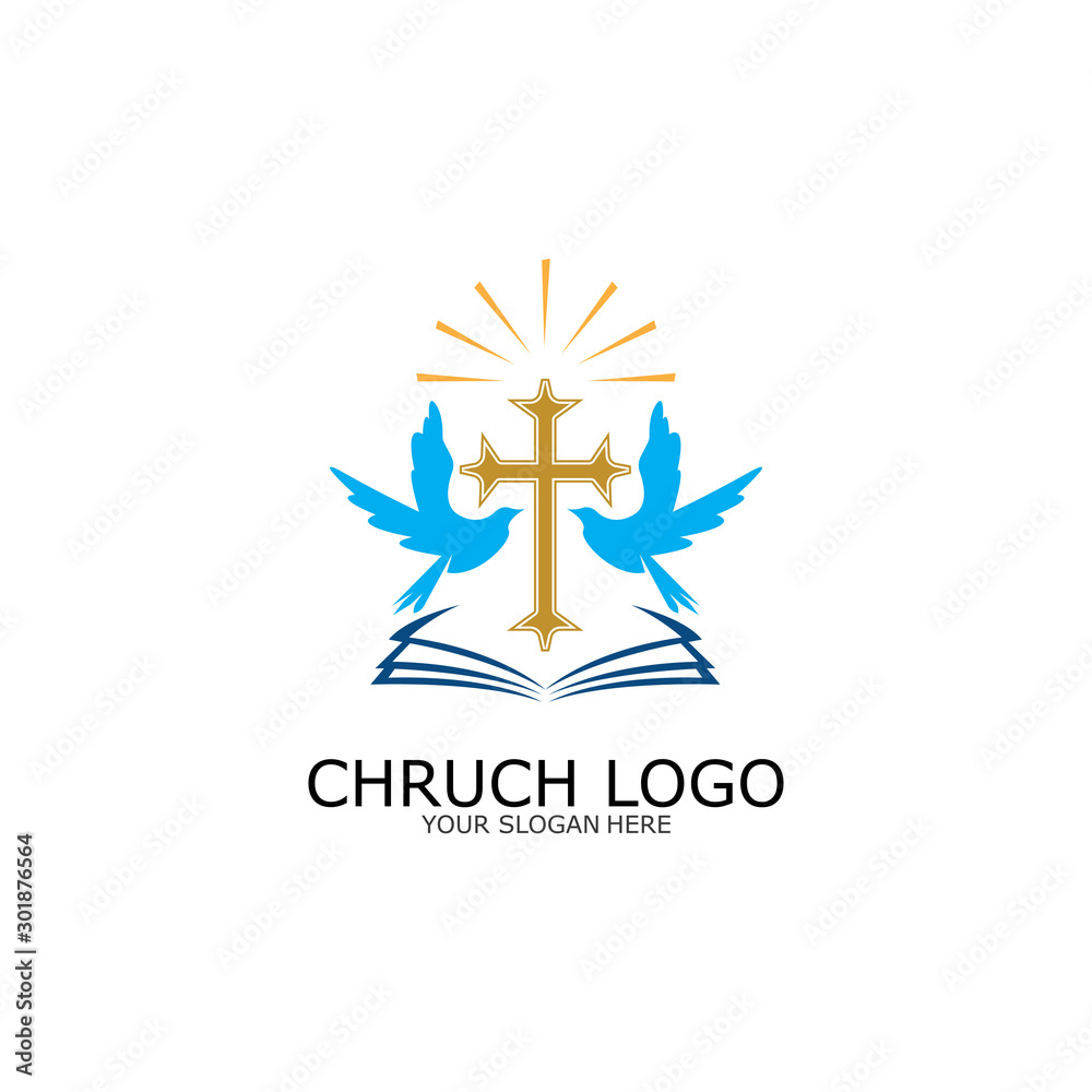 logo church.christian symbol,the bible and the cross of jesus christ ...