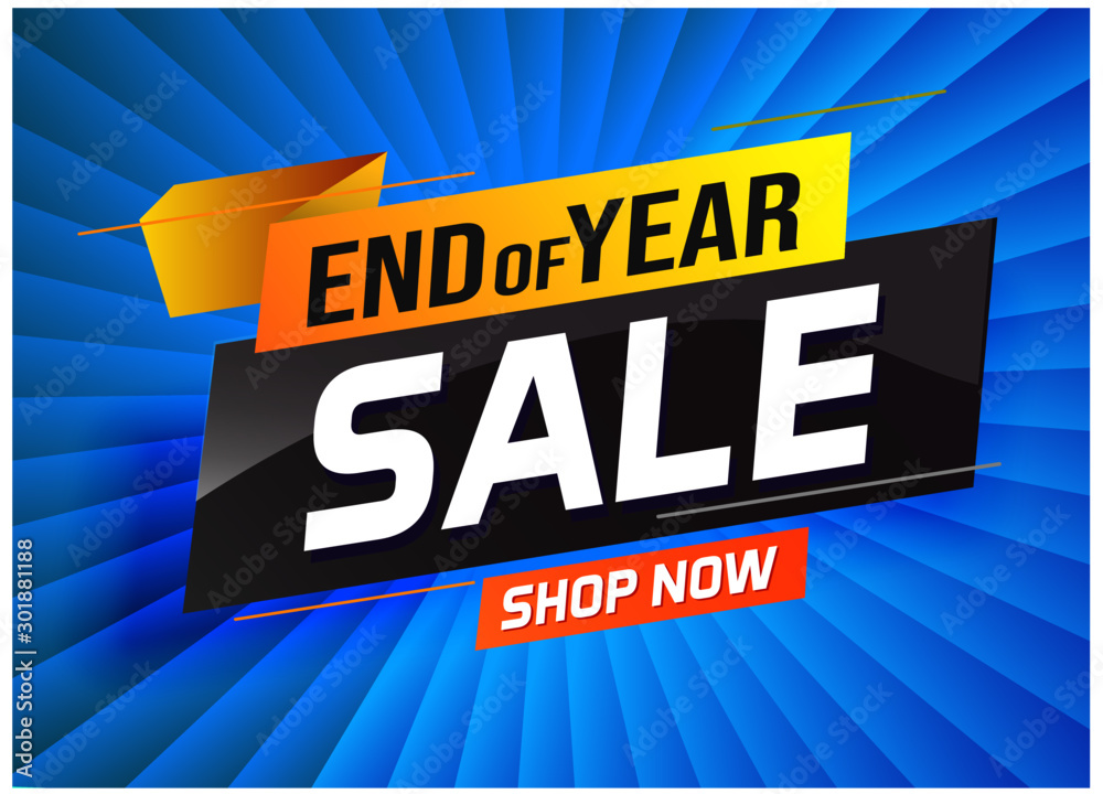 End of year Sale word concept vector illustration with lines and 3d ...