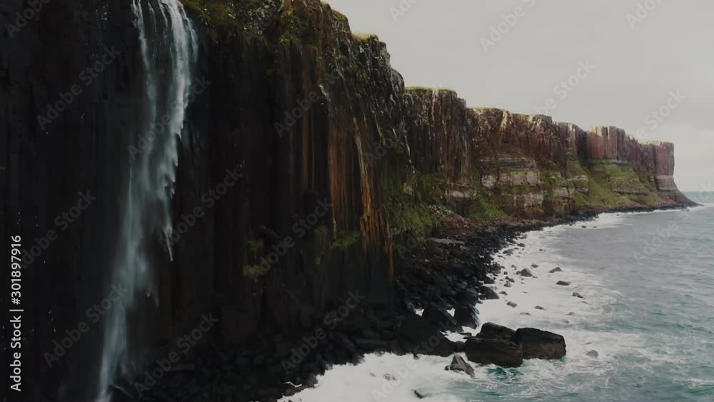 Stunning Waterfall on Sea Cliffs on Scottish Isle of Skye Island ...
