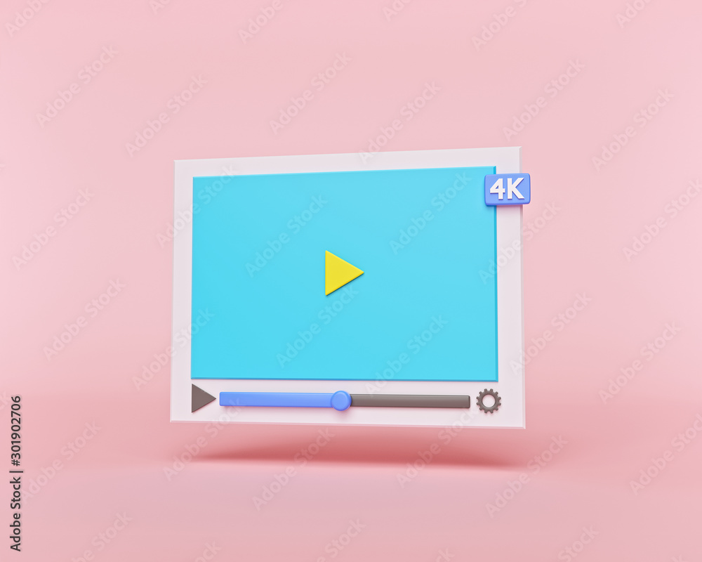 creative minimal style 4k Video media player Interface isolated on ...