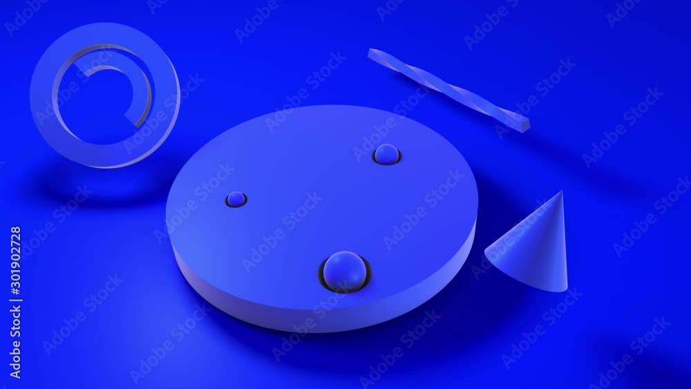 3D animation of blue geometric background, 4K quality. The disk moves ...