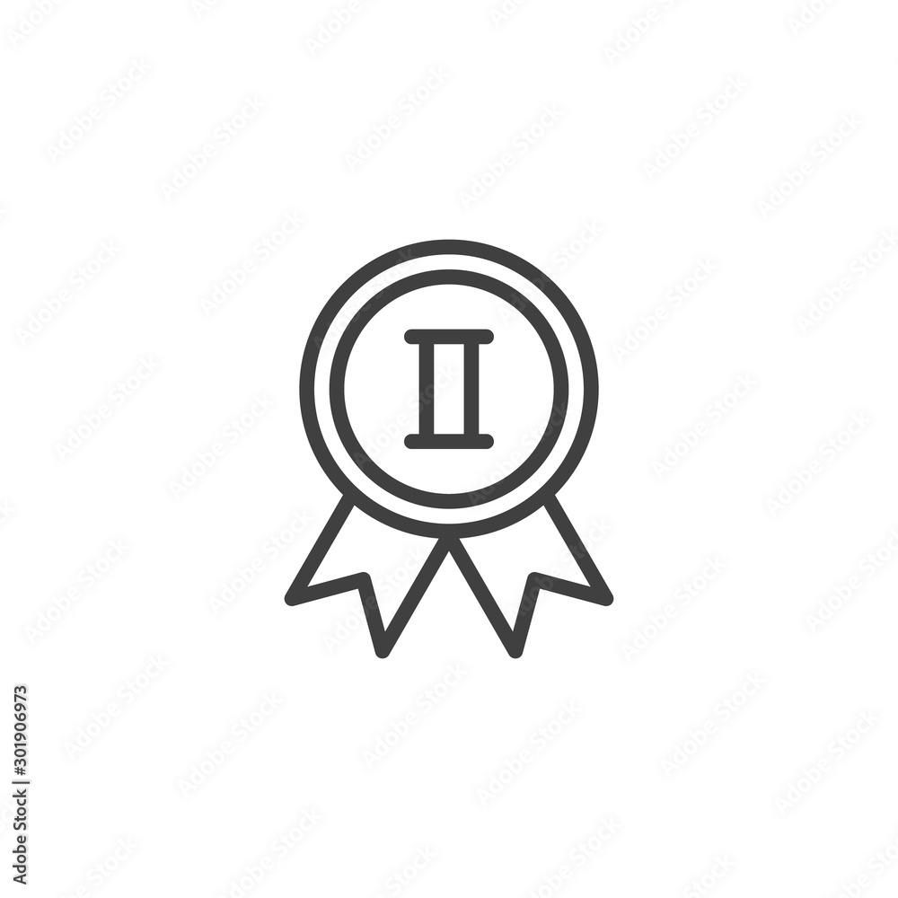 Second place medal line icon. linear style sign for mobile concept and ...