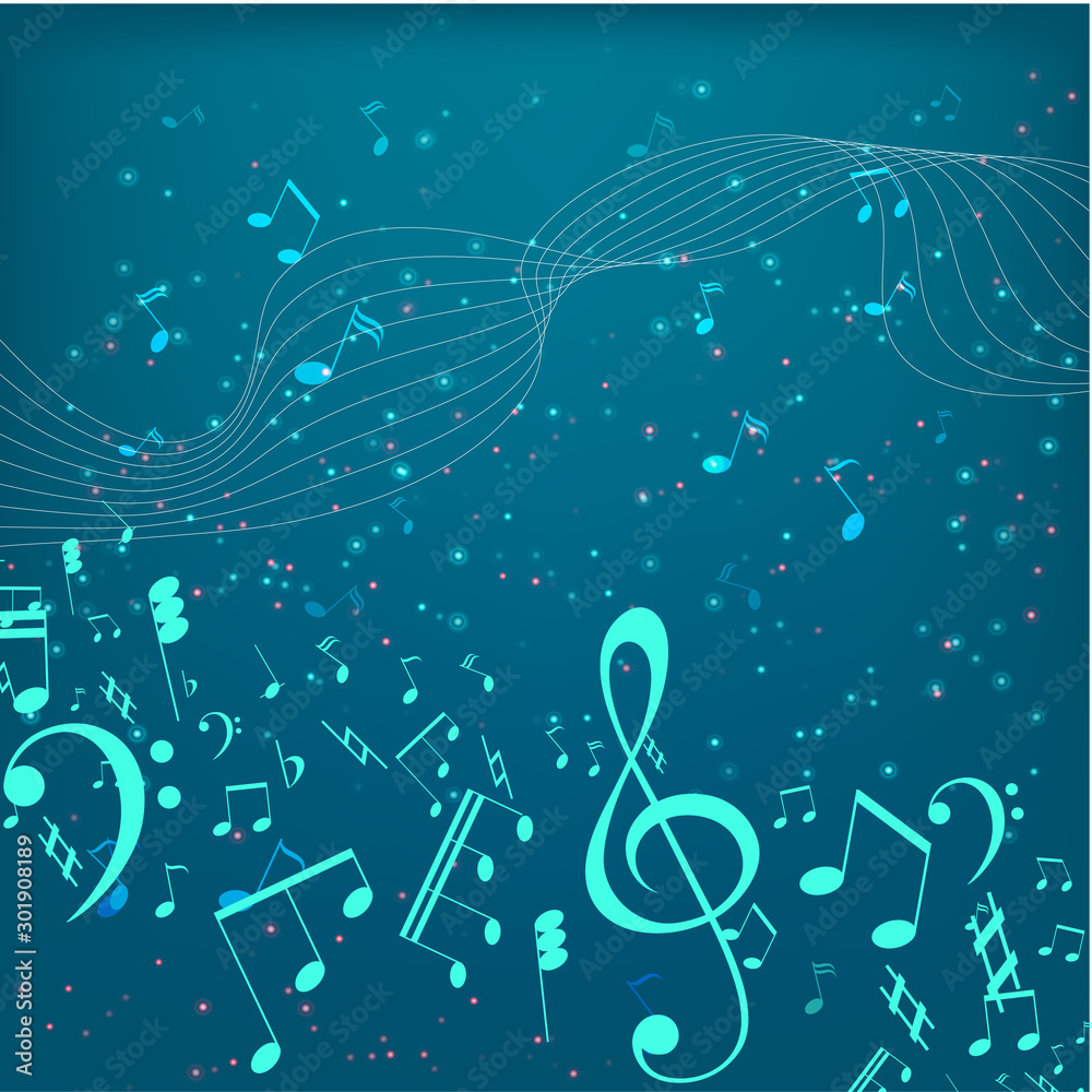 Vector Illustration of an Abstract Background with Music notes ...