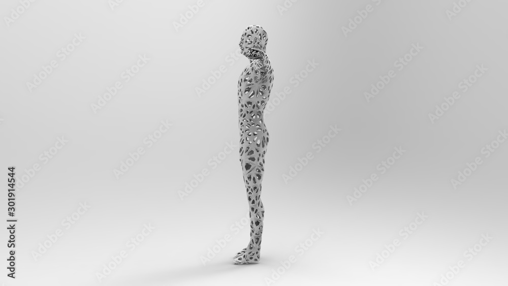 3d rendering of a man human body build from a mesh texture isolated in ...