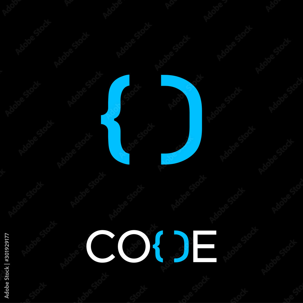 Code logo. Logo for digital company. Letter D consist of left curly ...