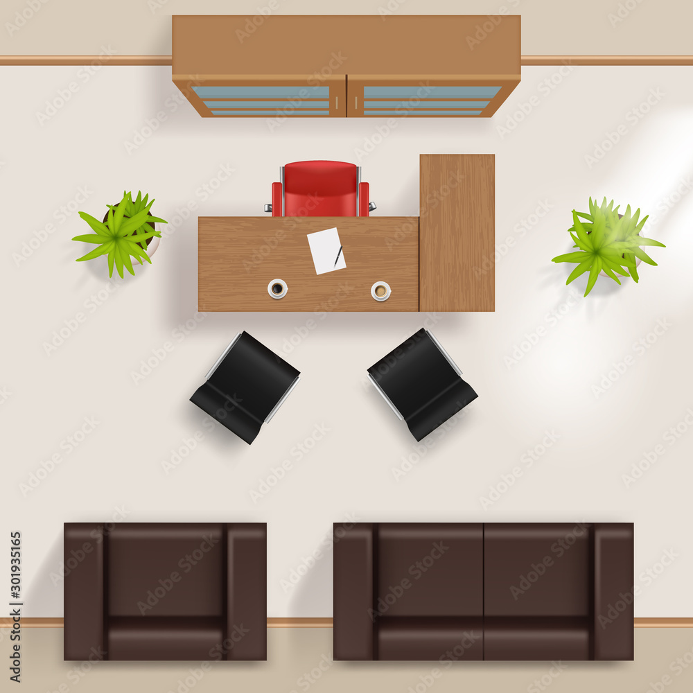 Office plan. Modern business building top view room floors with ...