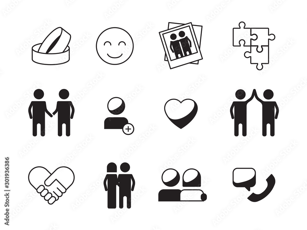 Friendship icon. Love relationship symbols family hope mutuality ...