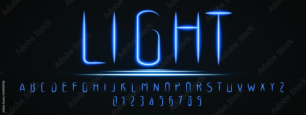 Neon font and numbers design. Stock Vector | Adobe Stock