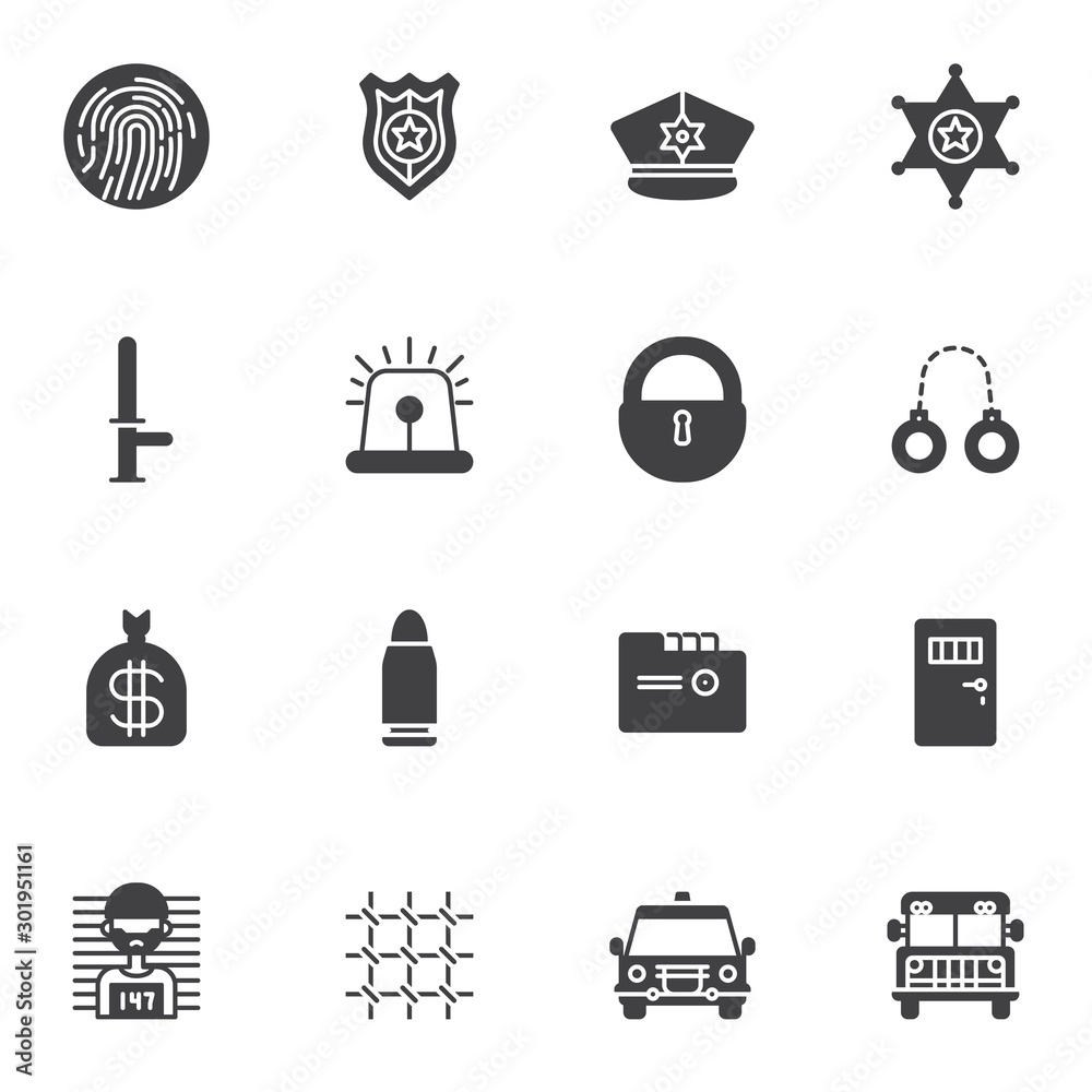 Vecteur Stock Police vector icons set modern solid symbol collection ...
