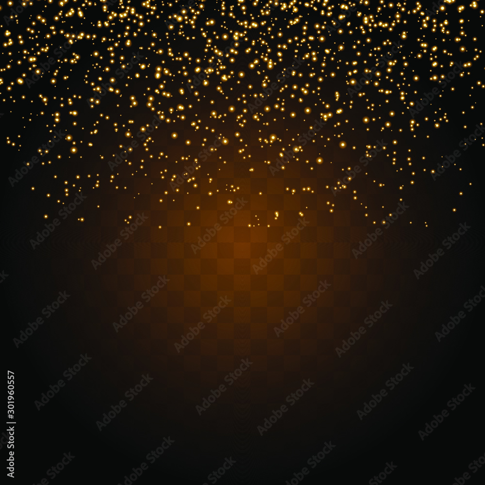Gold confetti on a transparent background, frame of gold confetti Stock ...