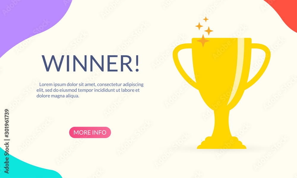 Trophy cup banner. Award, reward, prize and first place symbol. Winner ...