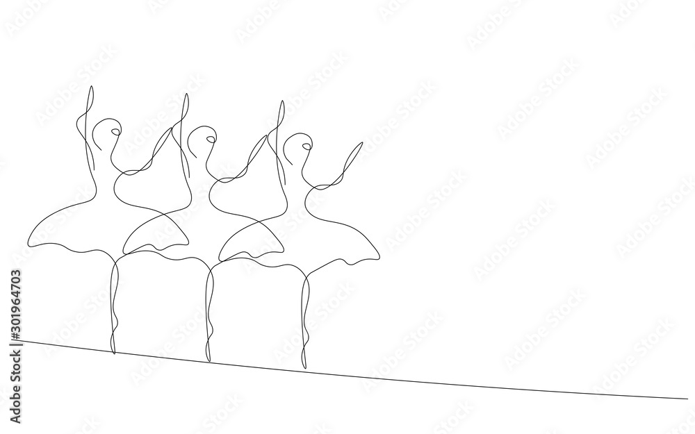 Ballet dancers continuous line drawing, vector illustration Stock ...