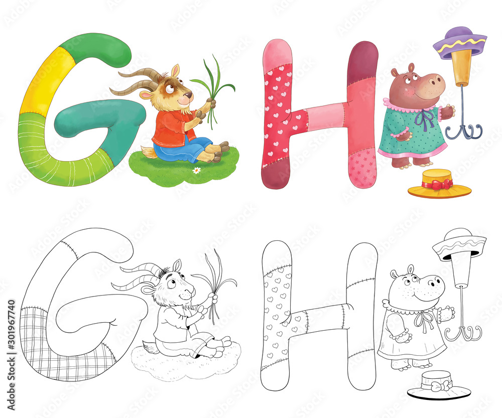 English alphabet. ABC. Coloring book. Coloring page. Cute and funny ...