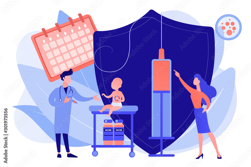 Pediatrics and childcare. Doctor give injection. Infant and child ...