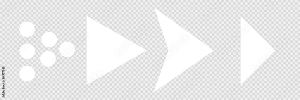 Set of white vector arrows on a transparent background. Arrow icon ...