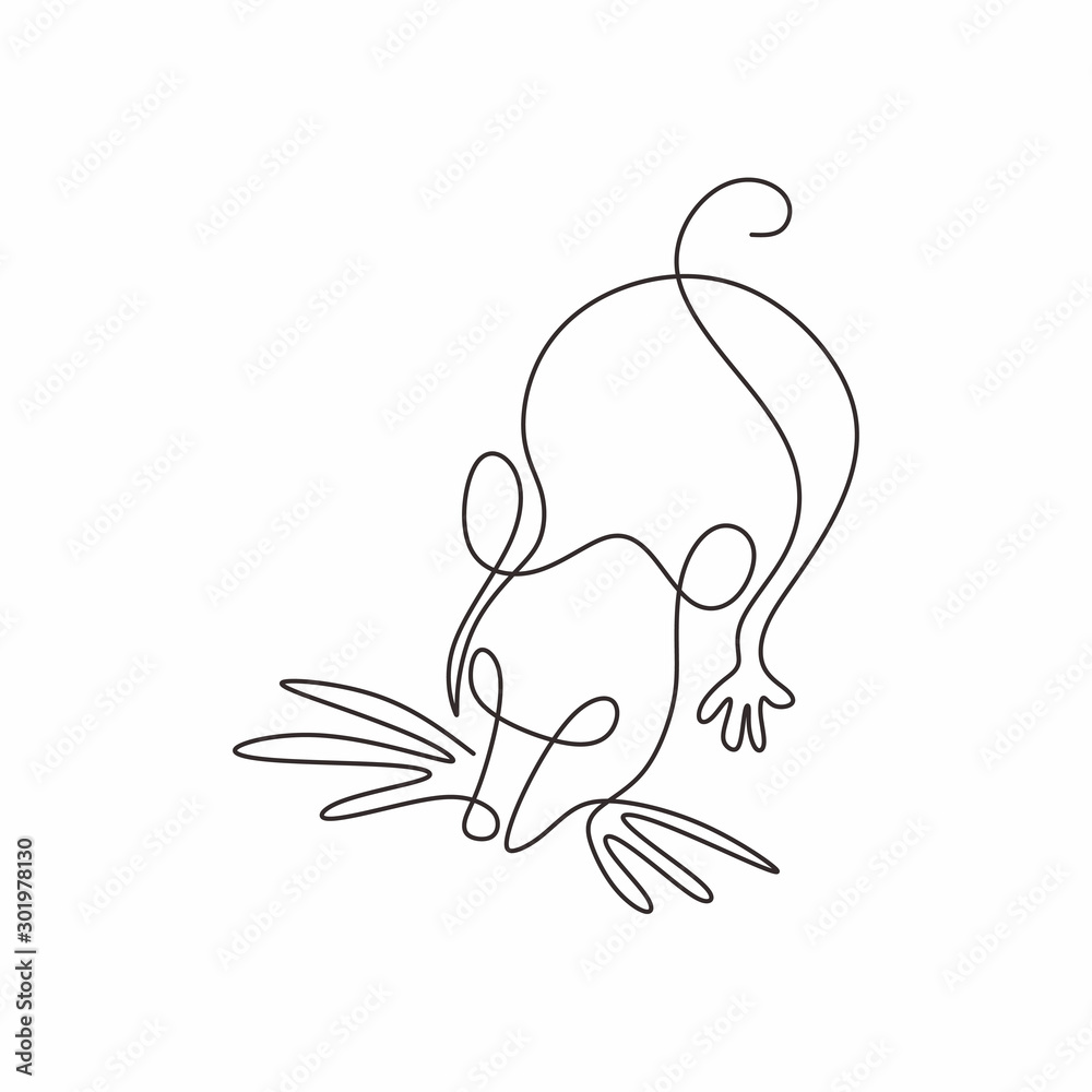 Mouse one line drawing vector illustration. Minimalism hand drawn ...