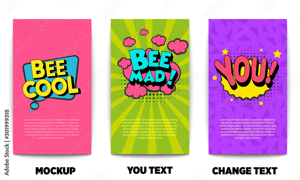 Poster Trendy comical cartoon 3d text mockup poster / full editable ...