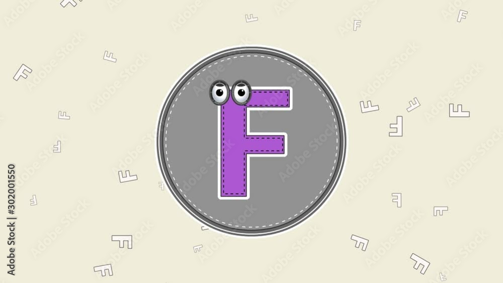 Animated Blinking Capital Letter F with waving hand animation and ...